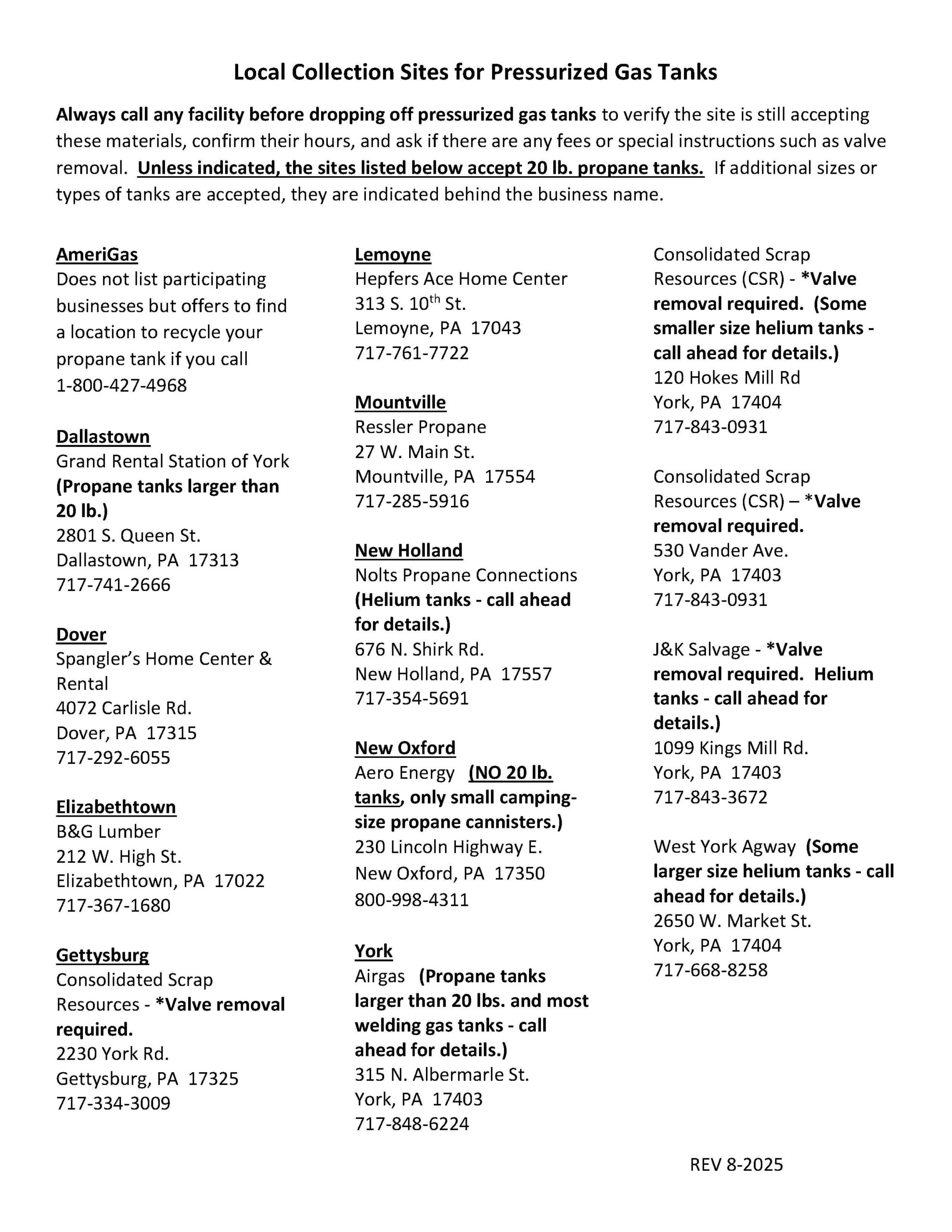 Pressurized Gas Tanks - YCSWA